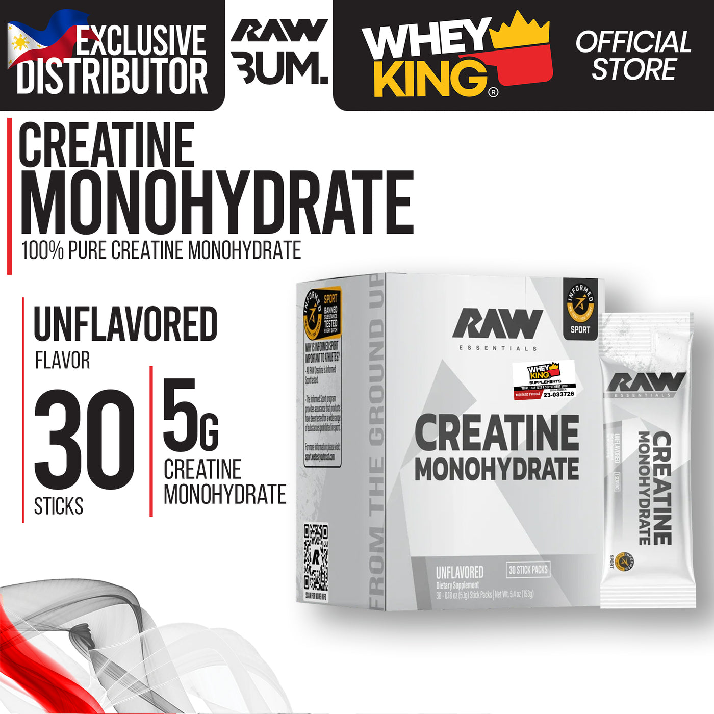 RAW Cbum Creatine Monohydrate 30sticks — Whey King Supplements