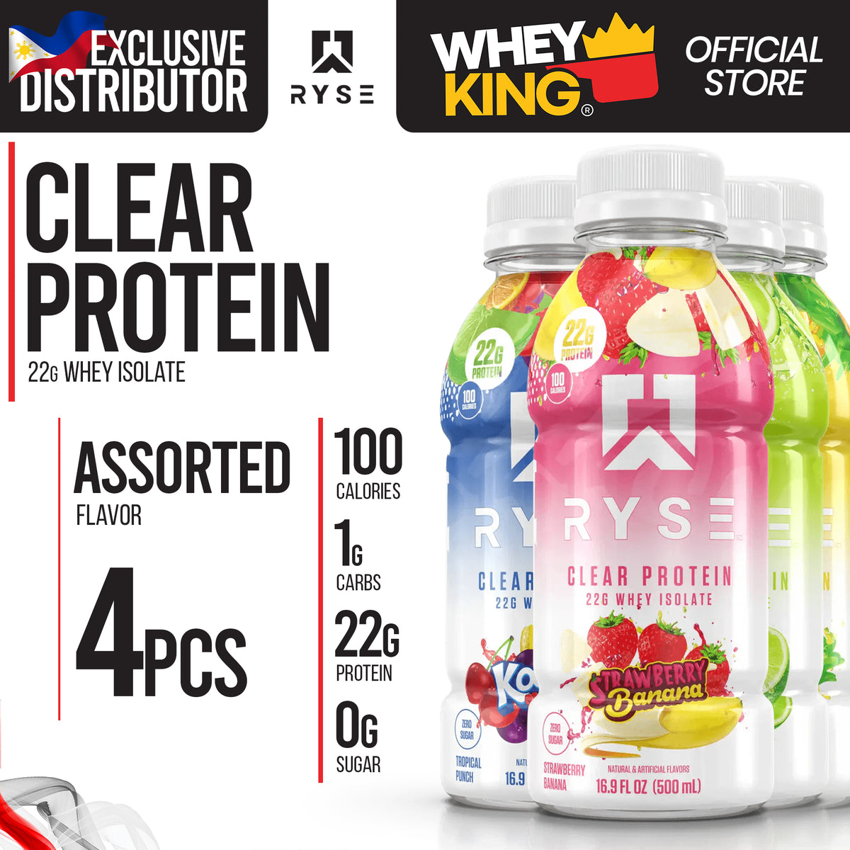 Ryse Clear Protein Whey Isolate RTD - 4pcs — Whey King Supplements