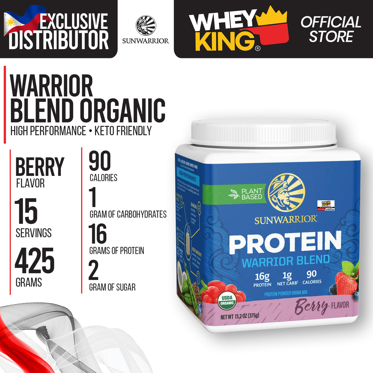 Sunwarrior - Warrior Plant Protein Blend ( 375g ) — Whey King Supplements