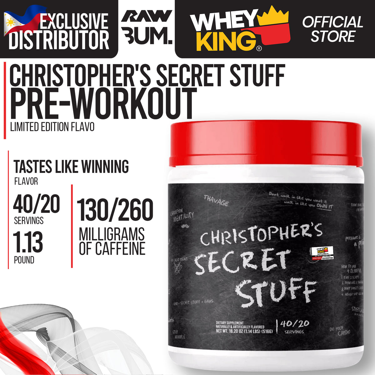 RAW Nutrition | CBUM - Christopher's Secret Stuff — Whey King Supplements
