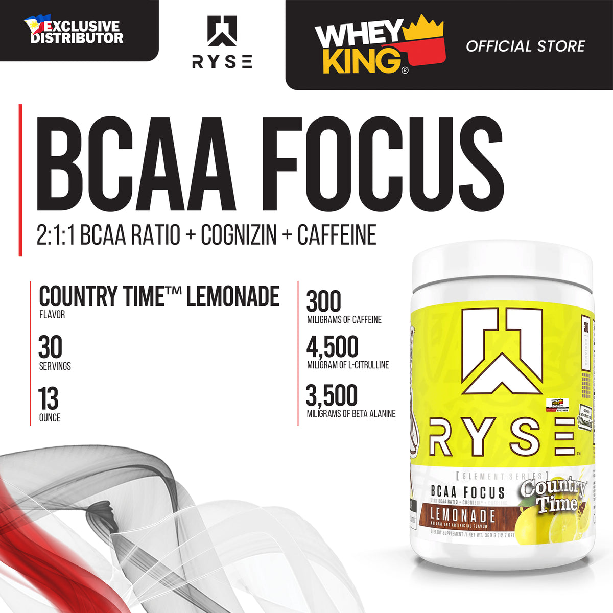 RYSE BCAA Focus I 30 Servings (𝐄𝐓𝐀: 𝐎𝐂𝐓𝐎𝐁𝐄𝐑 𝟐𝟎𝟐𝟒) — Whey King Supplements