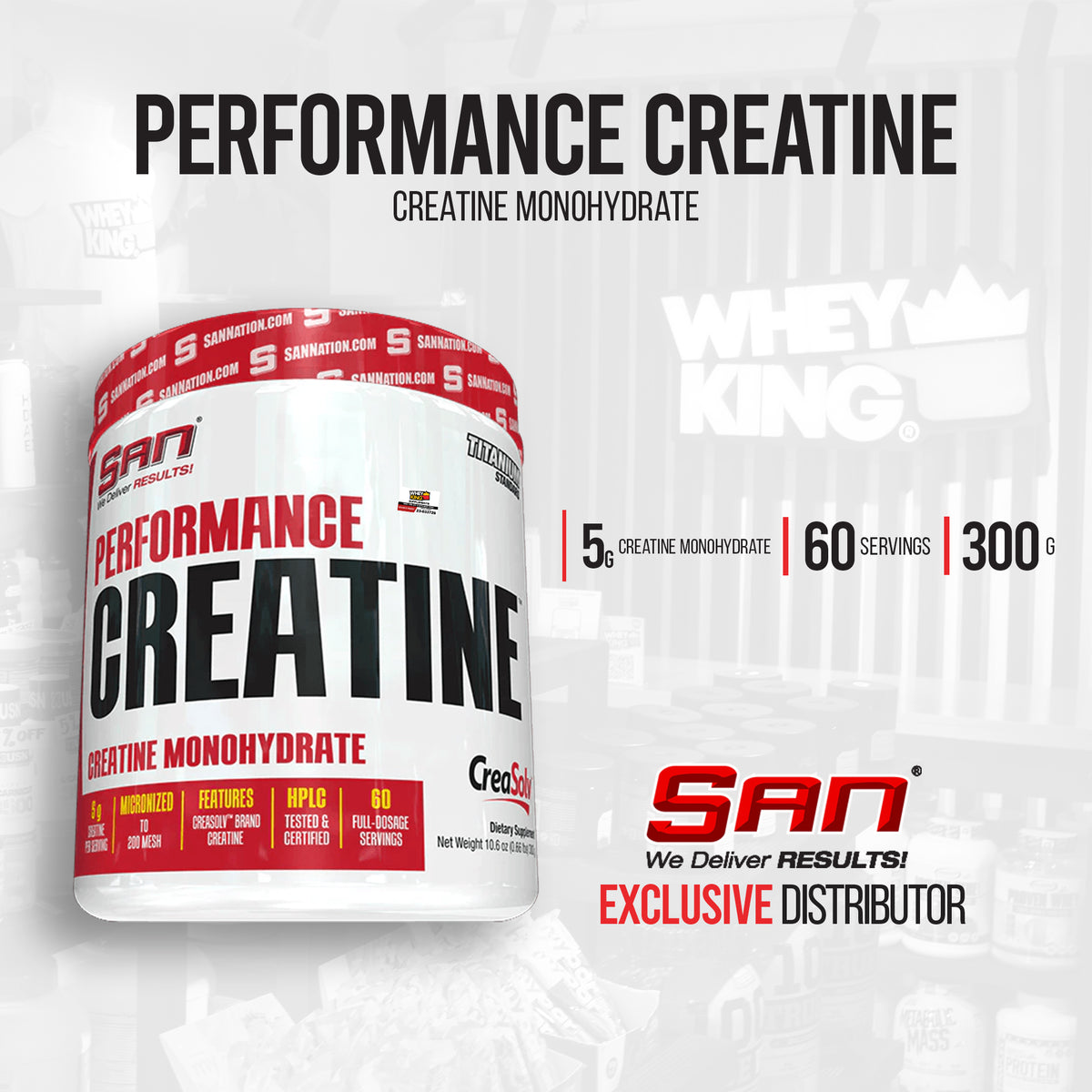 San Nutrition - Performance Creatine (300g) — Whey King Supplements