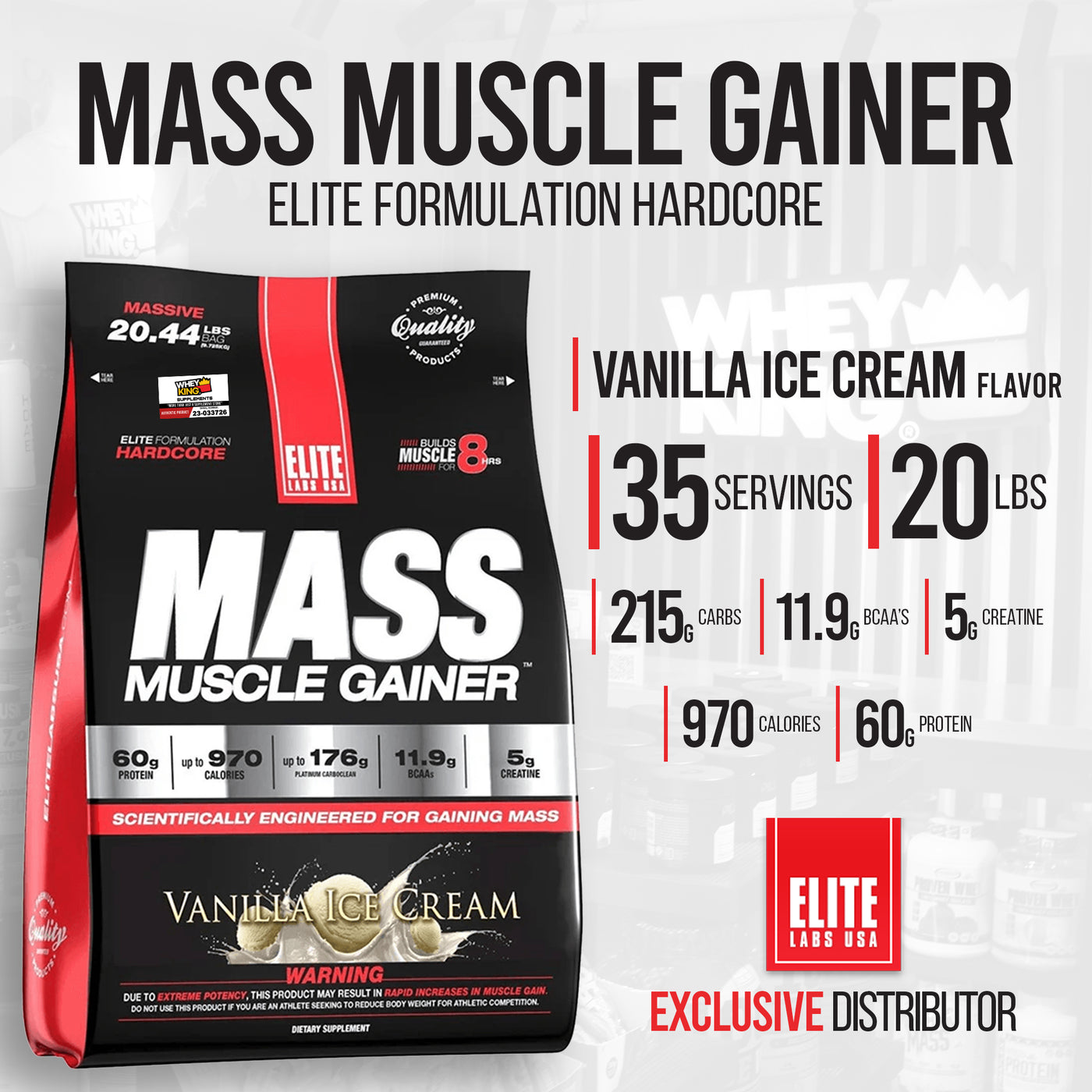 Bundle Deal Elite Labs Muscle Mass Gainer - 20lbs — Whey King Supplements