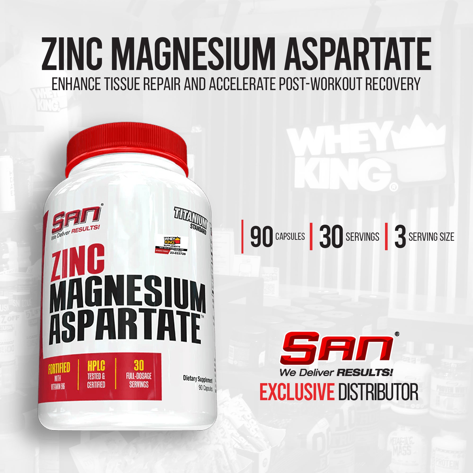 SAN Zinc Magnesium Aspartate | 90 caps — Whey King Supplements